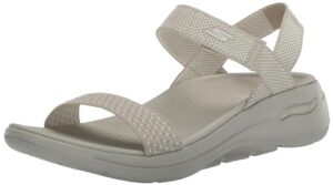 skechers women's ankle strap sandal, natural, 9