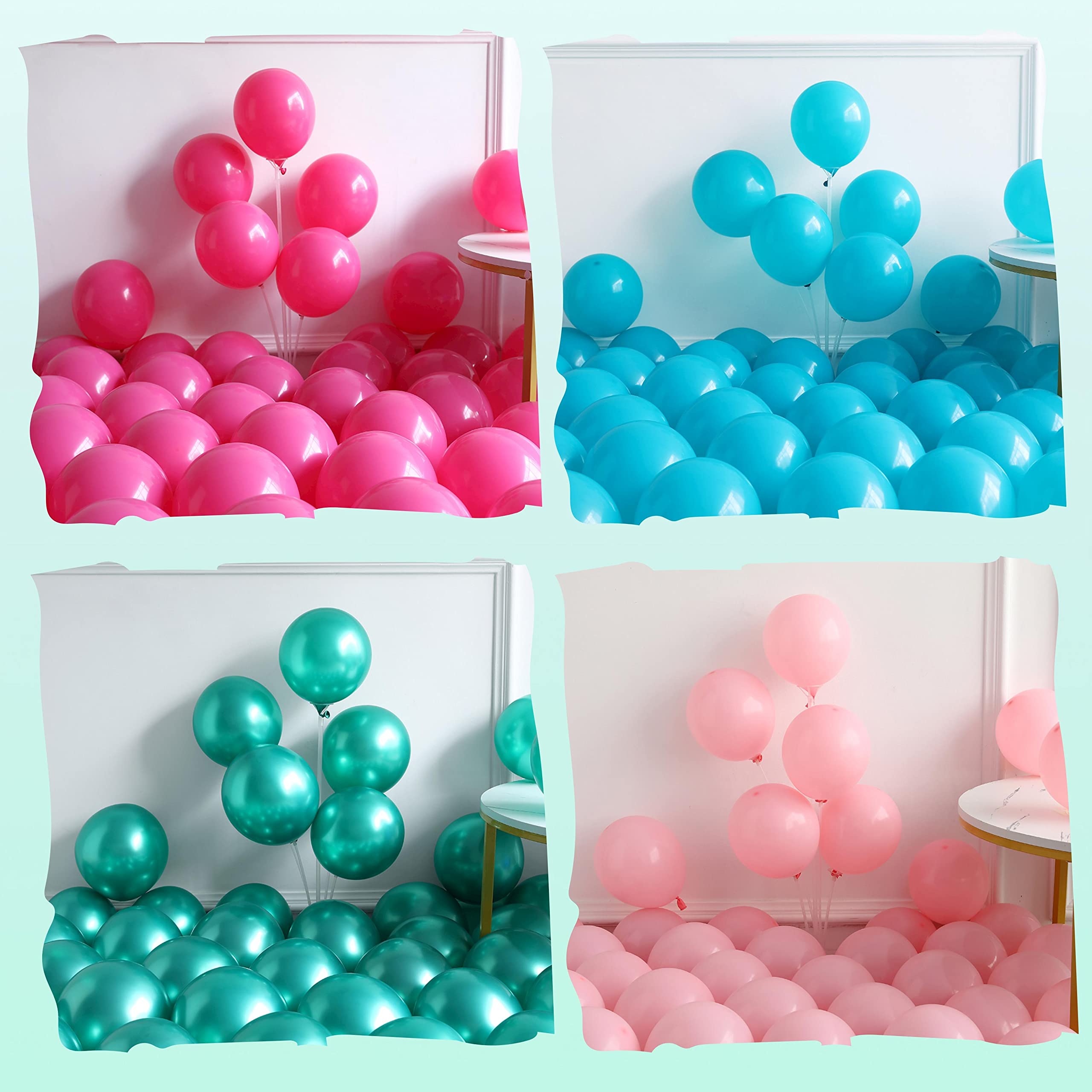 Enanal Alice Wonderland Balloon Garland Arch Kit, 144pcs Lake Blue Hot Pink Balloons with Chessboard Foil Balloons for Spring Tea Party Supplies Onederland First Birthday Baby Shower Decorations