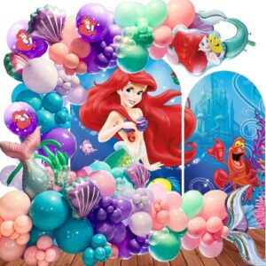 mermaid theme party decoration balloon garland set, mermaid birthday party supplies, latex balloons for mermaid theme party mermaid party decorations kids baby shower birthday party supplies