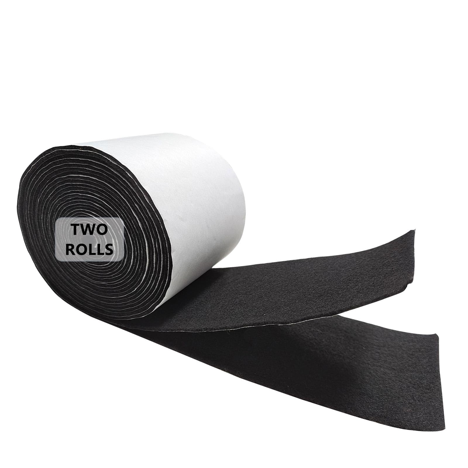 2 Rolls Adhesive Felt, 4" x 98.4" Self Adhesive Felt Roll for Crafts, Felt Strip with Adhesive Backing, Large Size Thin Felt Pads with Adhesive (Black)