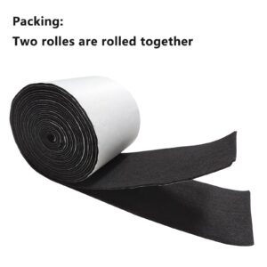 2 Rolls Adhesive Felt, 4" x 98.4" Self Adhesive Felt Roll for Crafts, Felt Strip with Adhesive Backing, Large Size Thin Felt Pads with Adhesive (Black)