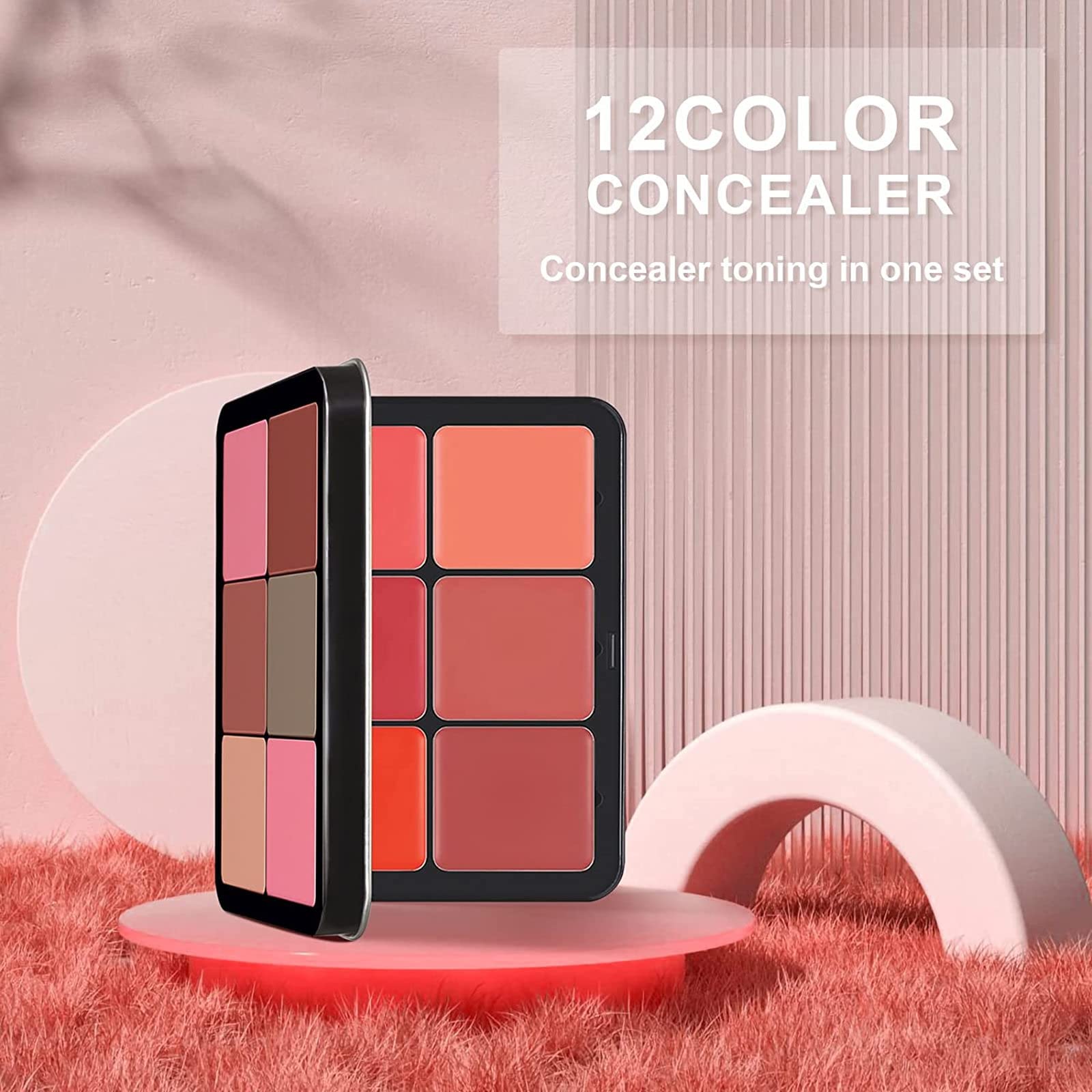 12 Colors Blush Palette,Highlighter Blush Powder Makeup,Long-Wearing,Smudge Proof,Natural-Looking,Blendable Cruelty-Free Matte Finish,Contour and Highlight Blush Palette Face Cosmetics Makeup