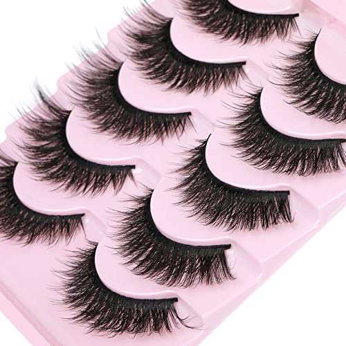 False Lashes Wispy Fox Eyelashes Natural Look Strip Cat Eye Lashes 16mm Fake lashes Fluffy Angel Lashes Pack 5 Pairs Black