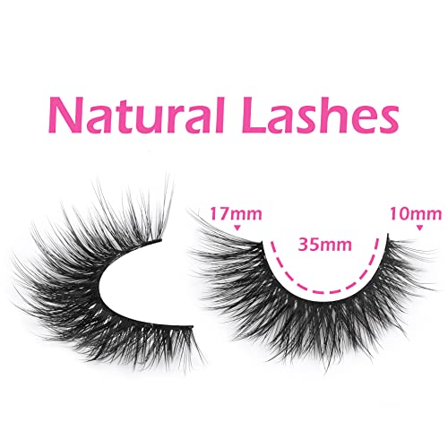 False Lashes Wispy Fox Eyelashes Natural Look Strip Cat Eye Lashes 16mm Fake lashes Fluffy Angel Lashes Pack 5 Pairs Black