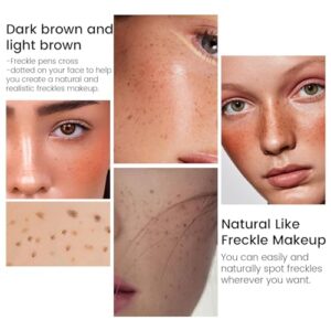 FREEORR 2 Colors Freckle Pen, Liquid Fake Faux Freckles Natural Like Freckle Makeup, Fast Dry and Waterproof Instant Create Lifelike Freckles Make Up, Dark Brown+Light Brown