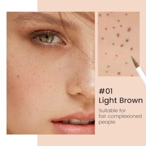 FREEORR 2 Colors Freckle Pen, Liquid Fake Faux Freckles Natural Like Freckle Makeup, Fast Dry and Waterproof Instant Create Lifelike Freckles Make Up, Dark Brown+Light Brown