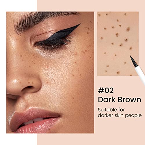 FREEORR 2 Colors Freckle Pen, Liquid Fake Faux Freckles Natural Like Freckle Makeup, Fast Dry and Waterproof Instant Create Lifelike Freckles Make Up, Dark Brown+Light Brown