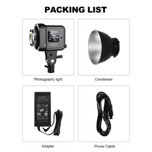 GVM 80W Video Light, Continuous Lighting for Photography with Bowens Mount, 2700~7500K, 44100Lux/0.5m Studio Light with APP, CRI 97+ Bi-Color 8 Scene Lights Support AC Adapter & NP Battery