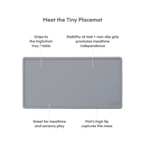 ezpz Tiny Placemat - 6 Months+ (Gray) - Non-Slip, 100% Silicone Placemat for Toddlers and Babies - Fits on Most Highchair Trays - Rolls-Up - Dishwasher Safe