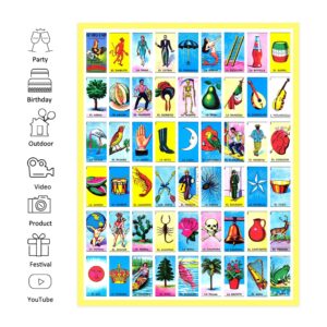 QYIMLI 5 x 7ft Loteria Cards Backdrop Mexico Party Theme Decorations Mexican Bingo Party Supplies Photography Banner