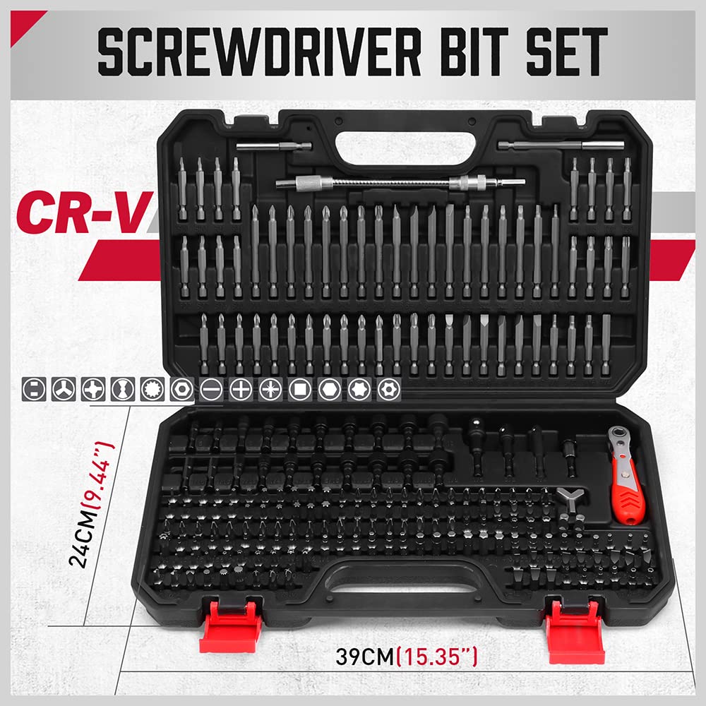 232-Piece Ultimate Screwdriver Bit Set - Security Bit Set, Screw Driver Bit Set, Magnetic Bit Set, Nut Driver, Ratchet Wrench, Bit H