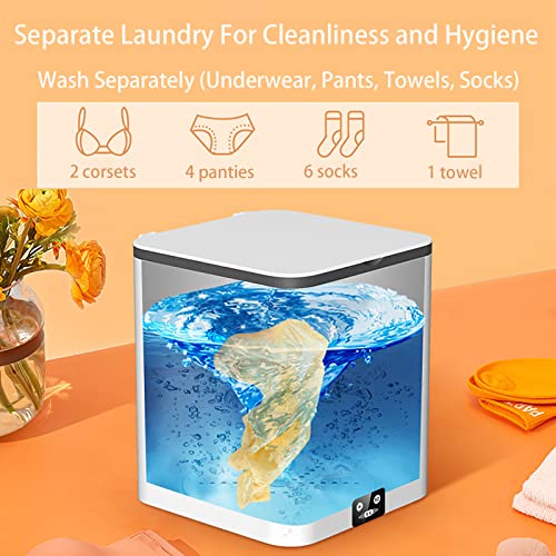 Mini Blue Ultrasonic Washing Machine, Forward and Reverse Turbo Cleaning USB Plug-In Laundry Machine, Bass Environmental Protection Rear Drainage Washing Machine for Travel, Business, Home