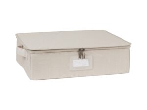 covermates keepsakes - zip-top storage box - heavy duty polyester- reinforced handles - stackable design - indoor storage-beige heather