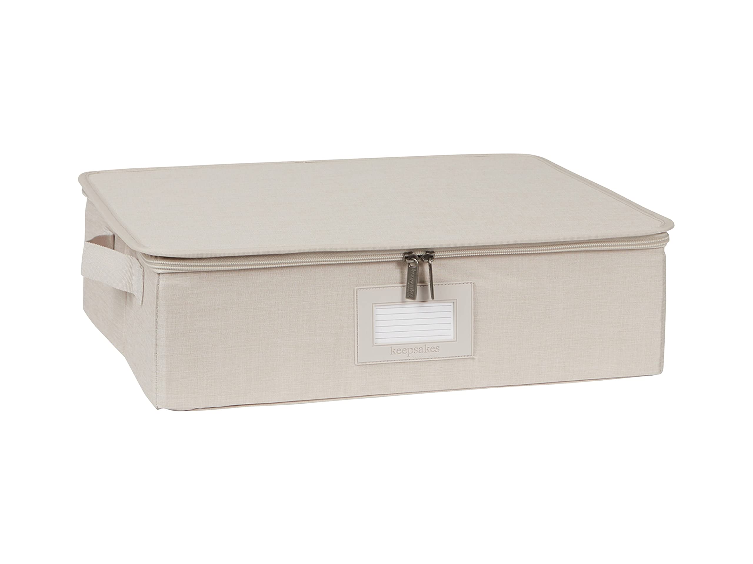 Covermates Keepsakes - Zip-Top Storage Box - Heavy Duty Polyester- Reinforced Handles - Stackable Design - Indoor Storage-Beige Heather