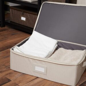 Covermates Keepsakes - Zip-Top Storage Box - Heavy Duty Polyester- Reinforced Handles - Stackable Design - Indoor Storage-Beige Heather