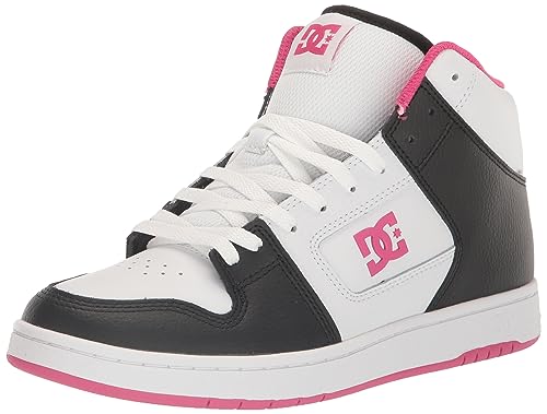 DC Women's Manteca 4 High Top Skate Shoe, Black/White/Pink, 7.5