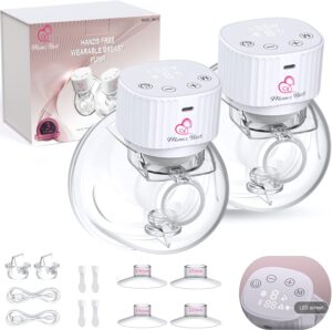 mom's best wearable hands-free double electric breast pump | quite | bpa free silicone | lcd display | 3 modes 9 levels of suction | 3 flange sizes | type c charging | breastfeeding essentials |2 pack