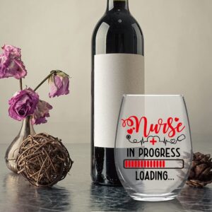 Pishovi Nurse In Progress Wine Glass with Gift Box, Appreciation Gift for Woman Nurse Doctors, Nurse Gift, Nurse Graduation Gifts, Christmas Birthday Retirement Gift for Woman Nurse