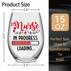 Pishovi Nurse In Progress Wine Glass with Gift Box, Appreciation Gift for Woman Nurse Doctors, Nurse Gift, Nurse Graduation Gifts, Christmas Birthday Retirement Gift for Woman Nurse