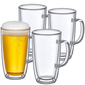 amazing abby - appalachians - 28-ounce insulated plastic beer glasses (set of 4), double-wall beer mugs, reusable, bpa-free, shatter-proof, dishwasher-safe, perfect for poolside, outdoors, and more