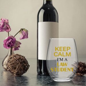 Pishovi Keep Calm I'm A Law Student Wine Glass with Gift Box, Lawyer Gift, Law Graduation Gifts, Christmas Birthday Gifts for Law School Judge Attorney Student Paralegal Prosecutor