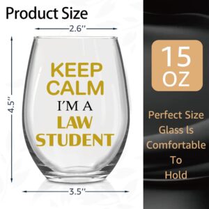 Pishovi Keep Calm I'm A Law Student Wine Glass with Gift Box, Lawyer Gift, Law Graduation Gifts, Christmas Birthday Gifts for Law School Judge Attorney Student Paralegal Prosecutor