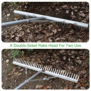 Landscape Rake 36 Inch Head, Leaf Rakes for Lawns with 67 Inch Handle,Aluminum Yard Rake Tool for Loosening Soil, Landscaping Lawn Care , Lake Garden Pond and Beach Care.