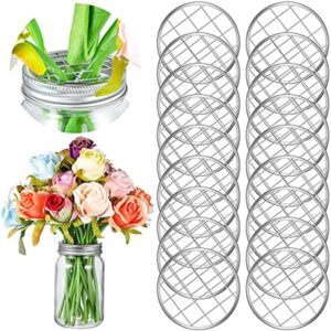 flower mason jar flower lid floral frog vase insert canning jar insert mason jar lid with square grids for regular mouth mason canning jars(18 set,70mm)