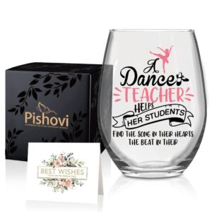 pishovi dance teacher wine glass with gift box, funny dance teacher gifts for instructor women wife mom sister, birthday gifts for dance teacher, creative gifts for dancers