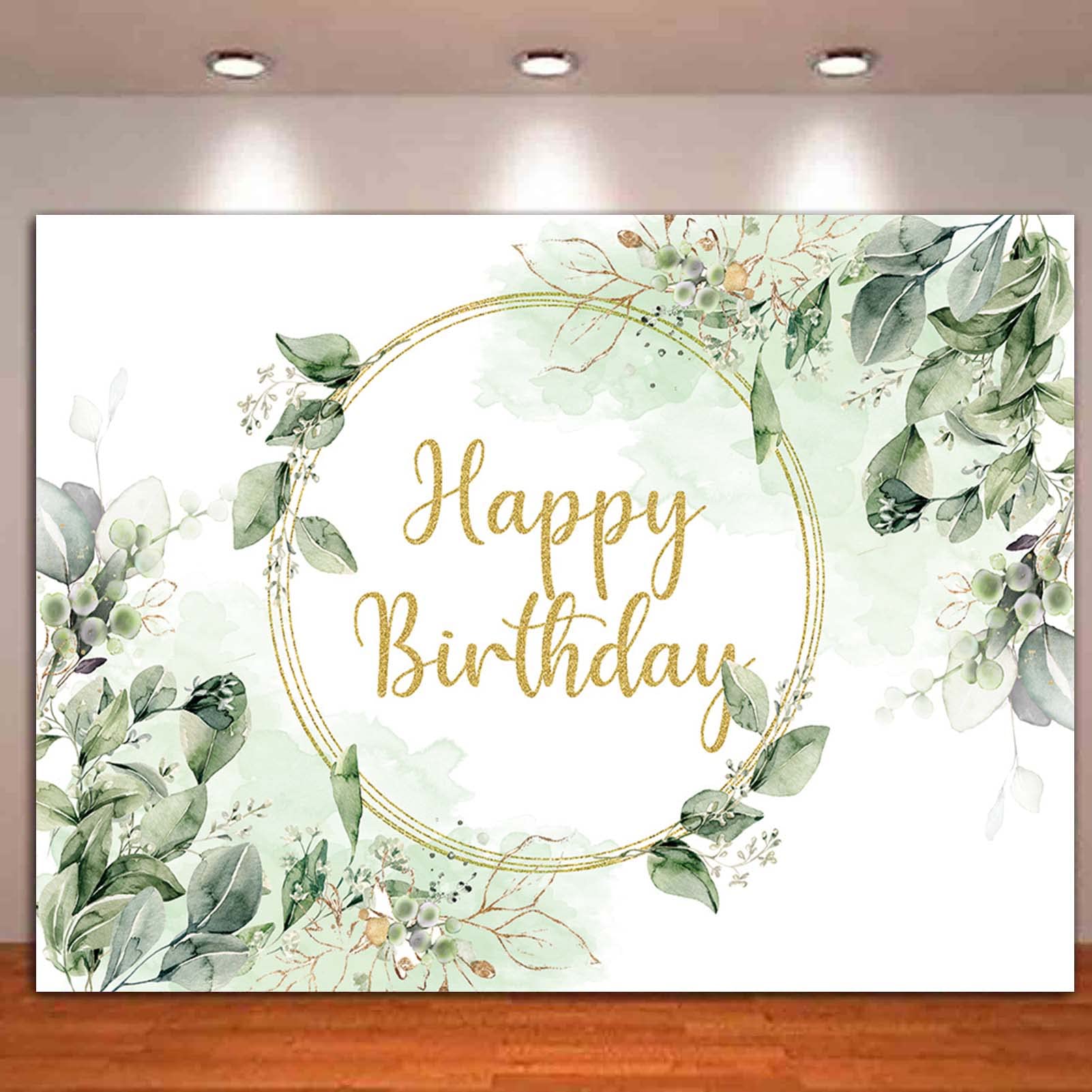 Greenery Succulent and Eucalyptus Leaves Photography Backdrop Bloom Eucalyptus Leaves Photo Background for Happy Birthday Party Decoration Cake Table Banner Supplies 5x3ft