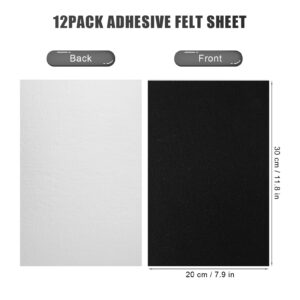 12 Sheets Self Adhesive Felt Sheets, 7.9x11.8inch Sticky Back Felt Sheets for Crafts Felt Drawer Liner for Jewelry Box Drawer DIY Crafts (Black)