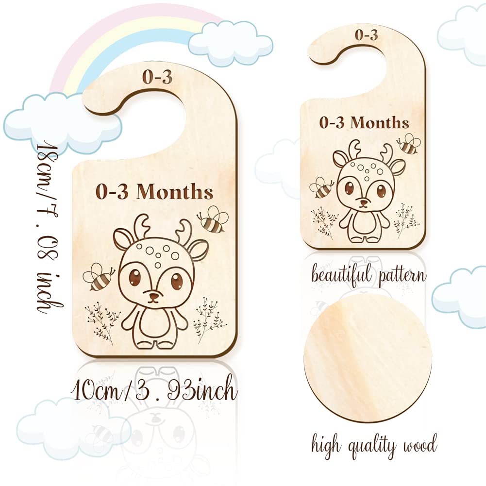 CRASPIRE Baby Nursery Closet Dividers Set of 10 Wooden Double-Sided Baby Clothes Size Hanger Organizer Moon Theme Nursery Decor from Newborn to 24 Months Home Wardrobe