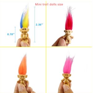 Lucky Mini Troll Dolls PVC Vintage Action Figures Cake Toppers Chromatic Adorable Cute Little Guys Collection, School Project, Arts Crafts, Party Favors (20pack-A)