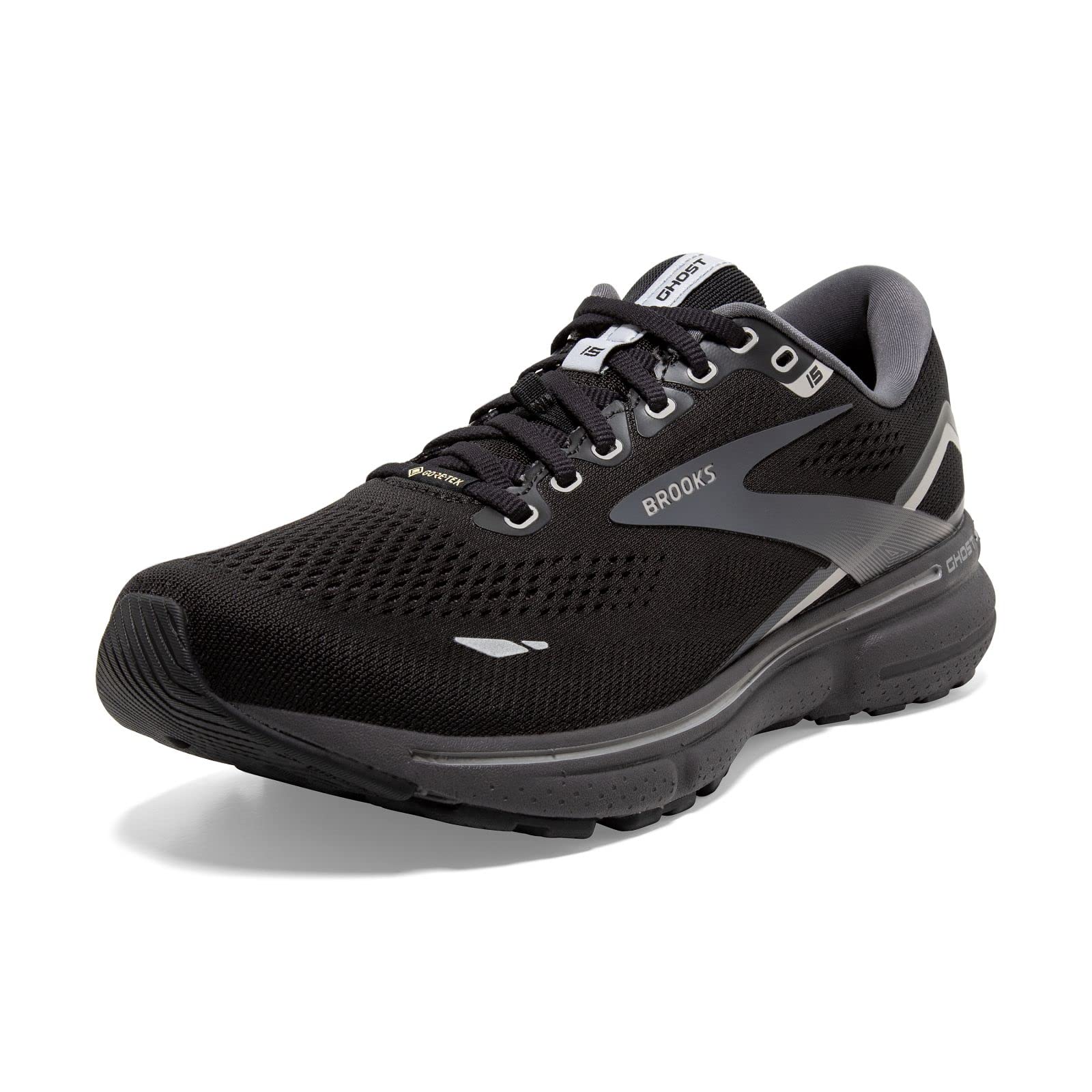 Brooks Women's Ghost 15 GTX Waterproof Neutral Running Shoe - Black/Blackened Pearl/Alloy - 8 Medium