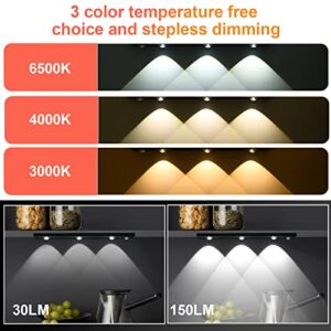 Bestendony Under Cabinet Lights Wireless, Rechargeable Motion Sensor Cabinet Lights, 3 Colors Dimmable Under Cabinet Lighting Lights for Kitchen, Closet,Bars,Pantry,Home Life - 2 Pack