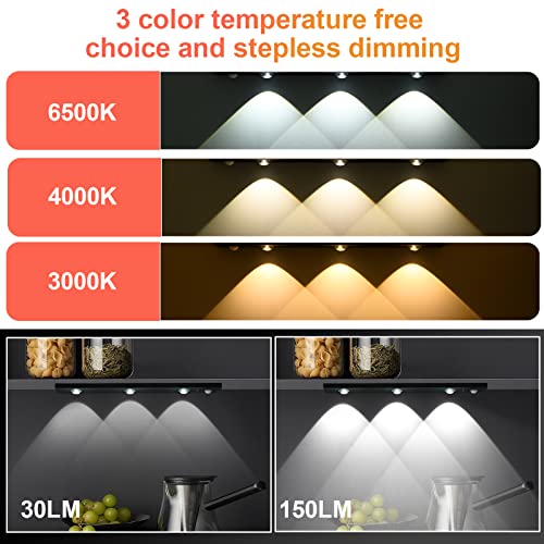 Bestendony Under Cabinet Lights Wireless, Rechargeable Motion Sensor Cabinet Lights, 3 Colors Dimmable Under Cabinet Lighting Lights for Kitchen, Closet,Bars,Pantry,Home Life - 2 Pack