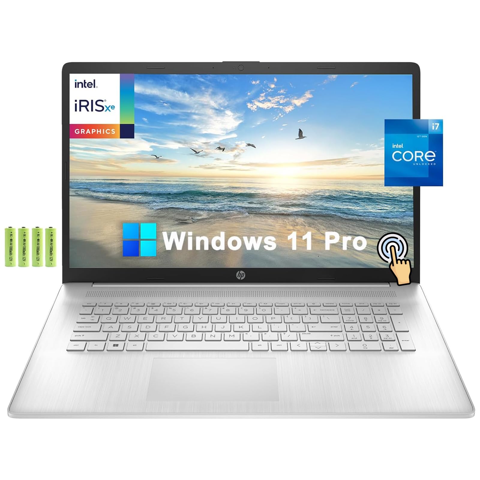 HP 17 17.3" HD+ Touchscreen Business Laptop Computer[Windows 11 Pro], 12th Gen Intel 10-Core i7-1255U, 64GB RAM, 6TB PCIe SSD, Iris Xe Graphics, Numpad, Wi-Fi, BT, HDMI, Long Battery Life, w/Battery