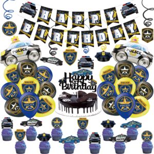 Police Birthday Party Decoration Police Party Supplies Include Police Happy Birthday Banner Police Latex Balloons Police Car Foil Balloons Police Background Police Cake Topper Cupcake Topper Spirals