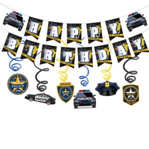 Police Birthday Party Decoration Police Party Supplies Include Police Happy Birthday Banner Police Latex Balloons Police Car Foil Balloons Police Background Police Cake Topper Cupcake Topper Spirals