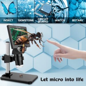 LCD Digital Microscope,5.5 Inch 1080P 10 Megapixels,1-1000X Magnification Zoom Wireless USB Stereo Microscope Camera,10MP Camera Video Recorder with HD Screen