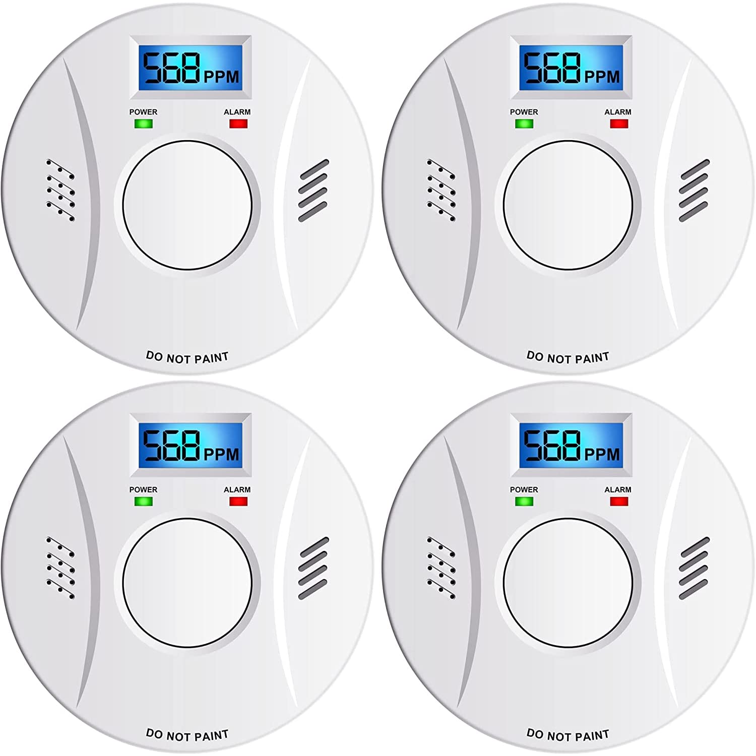 Smoke Detector and Carbon Monoxide Detector Co2 Detector Battery Powered with Test/Reset Button 4 Pack