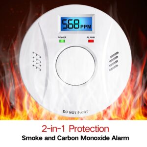 Smoke Detector and Carbon Monoxide Detector Co2 Detector Battery Powered with Test/Reset Button 4 Pack