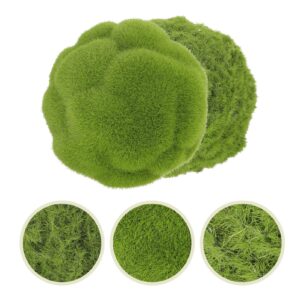 SEWACC 2pcs Green Artificial Balls Decorative Rocks Topiary Ball Green Covered Stones Vase Bowl Filler for Floral Arrangements Wedding Party Table Decor