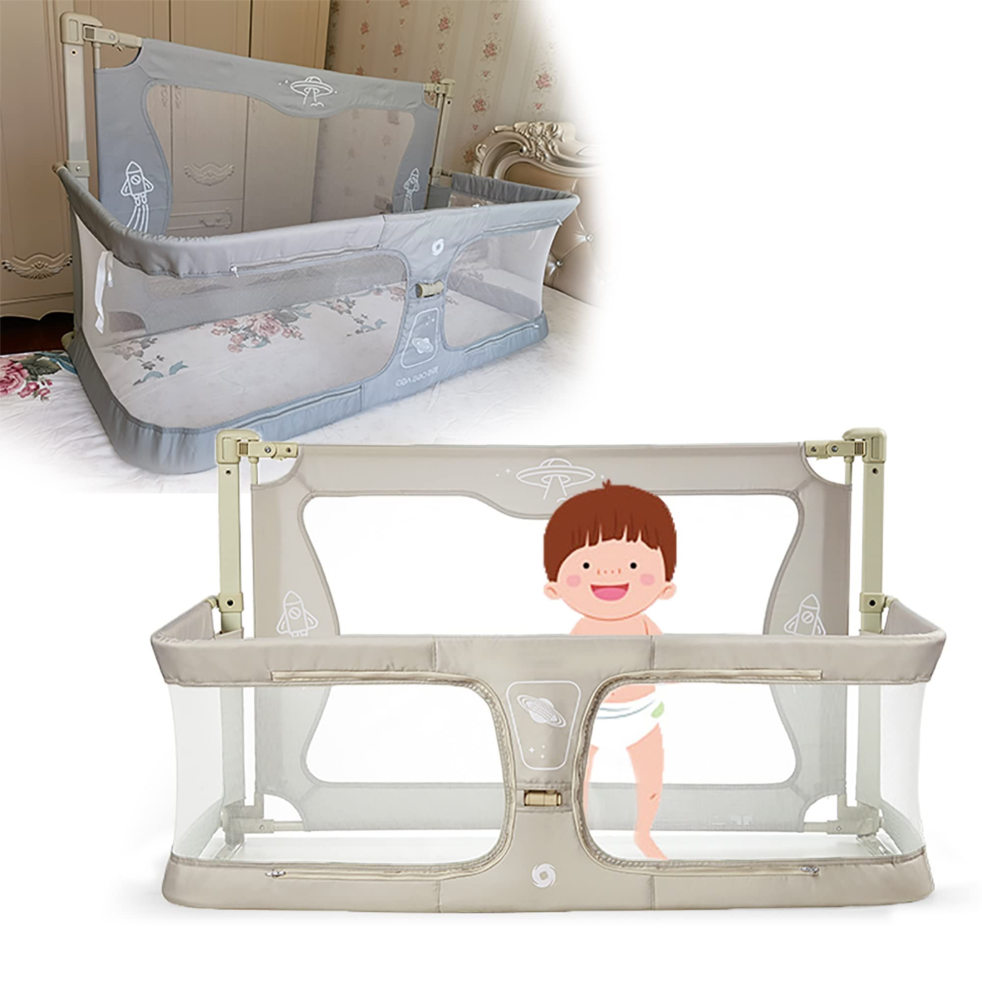 3 in 1 Baby Bedside Sleeper,Portable Crib,cosleeper for baby in bed,co sleeper bassinet attach to bed,breathable and visible mesh window,baby bed with rails,Easy to Assemble Cradle Stationary ( Color