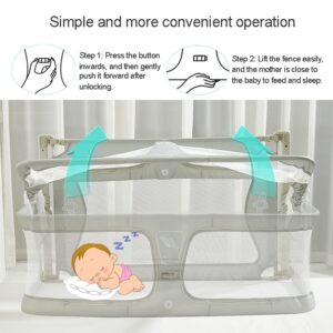 3 in 1 Baby Bedside Sleeper,Portable Crib,cosleeper for baby in bed,co sleeper bassinet attach to bed,breathable and visible mesh window,baby bed with rails,Easy to Assemble Cradle Stationary ( Color