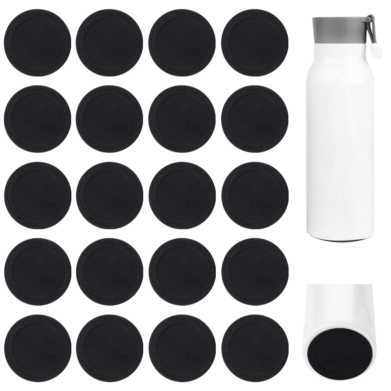 20 Pack Rubber Bottoms for Sublimation Tumblers, Protective Non Slip Silicone Bottoms Tumbler Bumpers, Silicone Coasters Tumbler Rubber Bottom for Skinny Tumblers Water Bottles 12oz/15oz/20oz/30oz