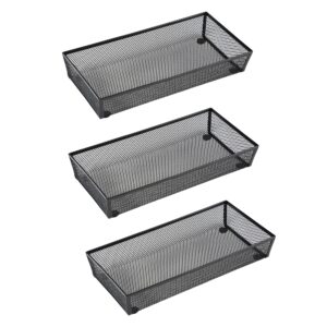 bycy 3 pack mesh flatware drawer organizer for kitchen/office/home tools,spoon knife fork organizers box utensil tabletop storage tray (12 x 6 x 2 inch)