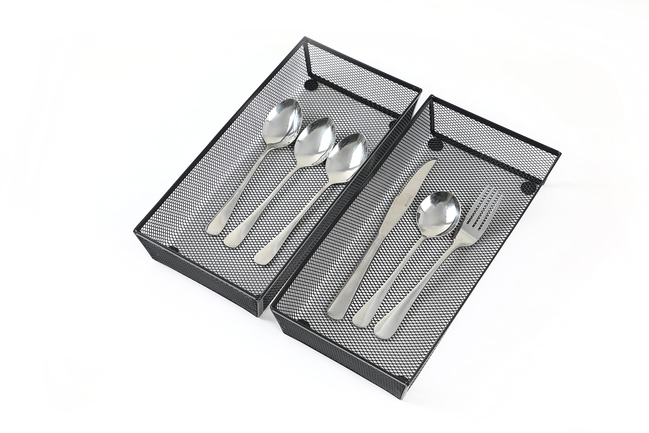 BYCY 3 Pack Mesh Flatware Drawer Organizer for Kitchen/Office/Home Tools,Spoon Knife Fork Organizers Box Utensil Tabletop Storage Tray (12 x 6 x 2 Inch)