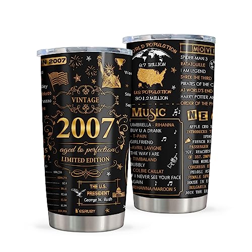 Yesruby Gifts For 16 Year Old Boy, Sweet 16 Gifts Tumbler 20oz, 16th Birthday Gifts For Boys, Sweet 16 Birthday Decorations, 16th Birthday Decorations For Boys, 2007 Birthday Gifts Travel Cup (1pc)