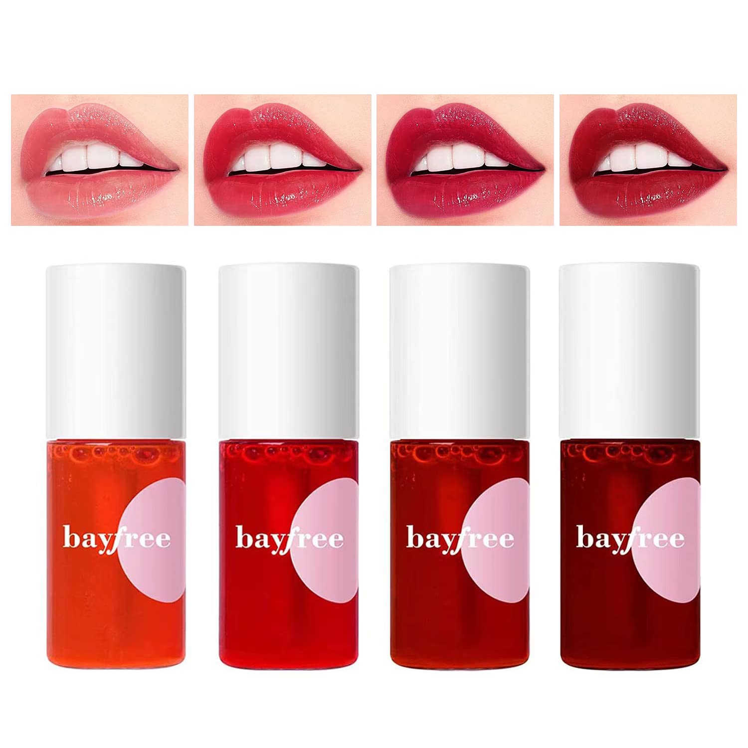 FVQUHVO Lip Tint Stain Set - Mini Liquid Lipstick Kit,Watery and Moisturizing Lip Stain, Long Wearing Lip Tint,Easy Application Tinta Para Labios,3-in-1 Lip Makeup(Pack of 4 Colors)